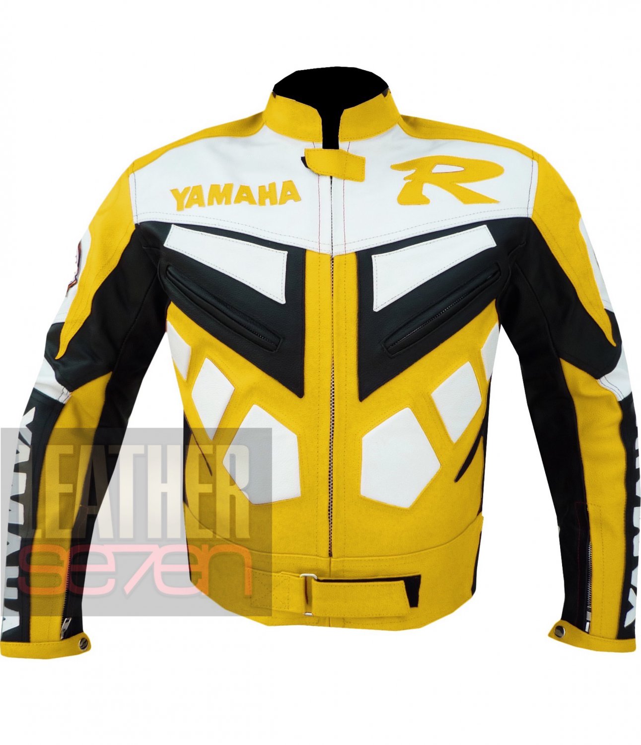 Yamaha R Yellow Pure Genuine Cowhide Leather Motorcycle Jacket For Bikers