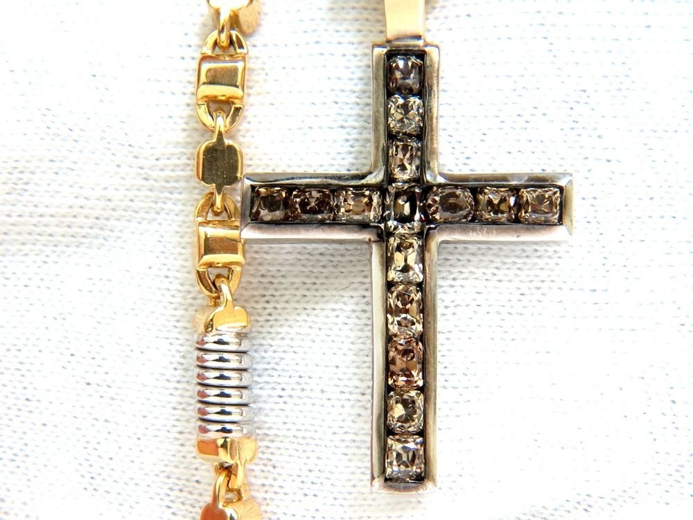 $11000 2.90CT NATURAL FANCY ORANGE BROWN DIAMONDS CROSS COIL LINKED ...