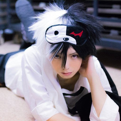 DANGANRONPA monokuma black white short anime cosplay party full wig