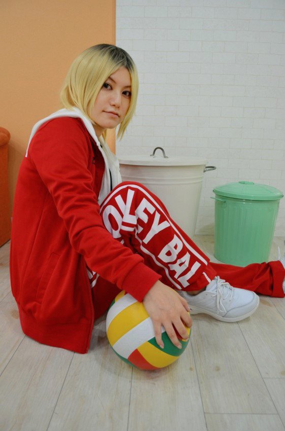Haikyu!!Kenma Kozume short blonde mix black cosplay costume wig