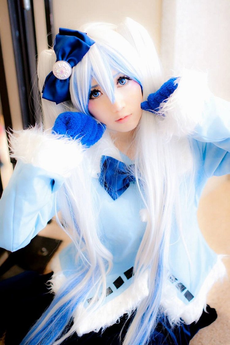Vocaloid Hatsune Zatsune Miku blue white Cosplay Wig With 2 Clips 120CM ...