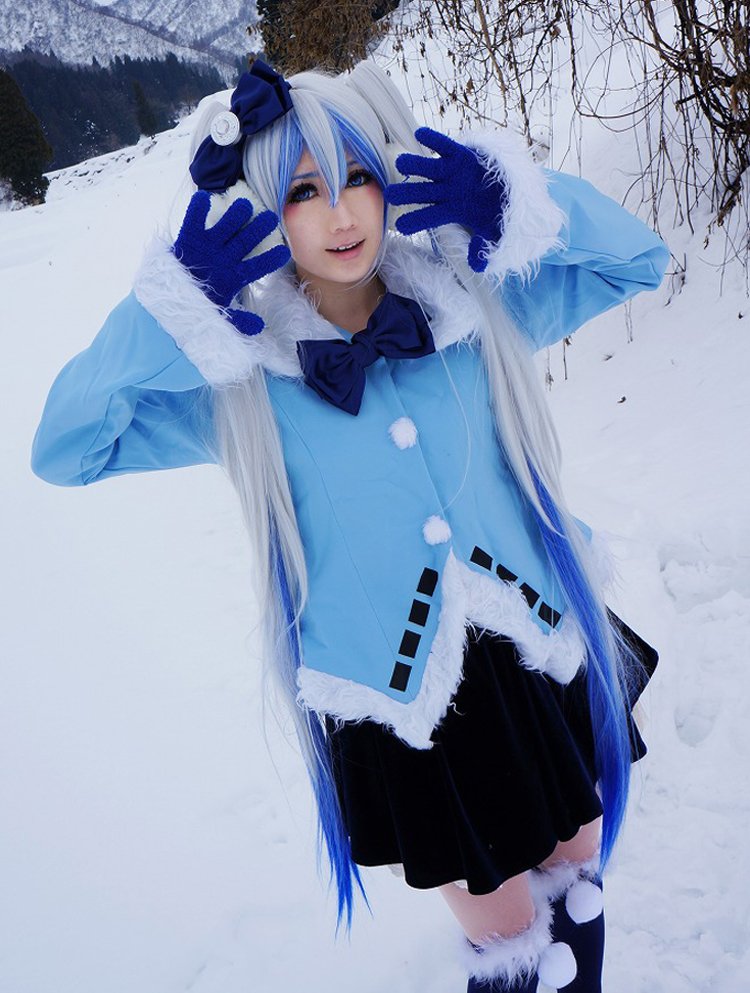 Vocaloid Hatsune Zatsune Miku blue white Cosplay Wig With 2 Clips 120CM ...