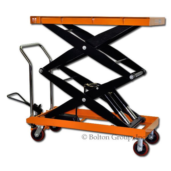 Foot Operated Hydraulic Double Scissor Lift Table Cart - 2200 lb - TF100SD
