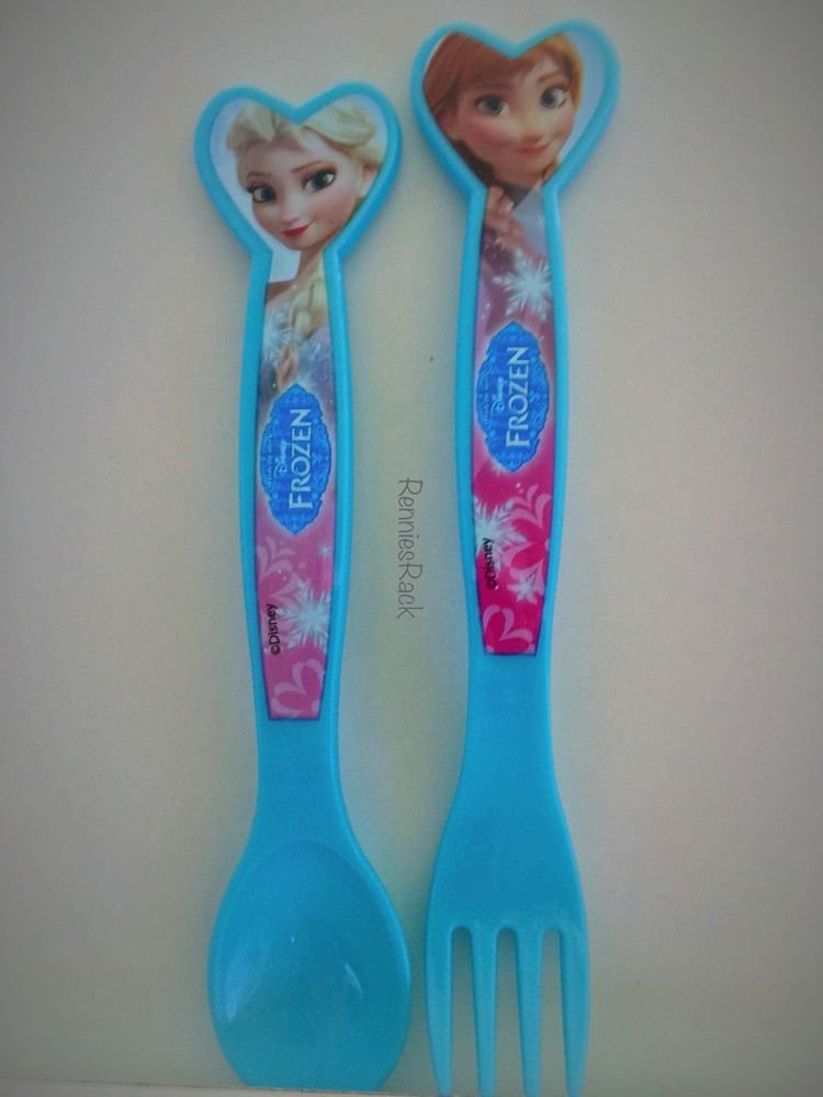 NIP Disney Frozen Elsa & Anna Plastic Spoon & Fork Sealed - Stocking ...