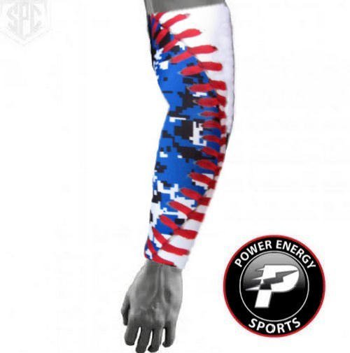 Baseball Sports Compression Arm Sleeve (Royal Digital Camo) Baseball Stitch