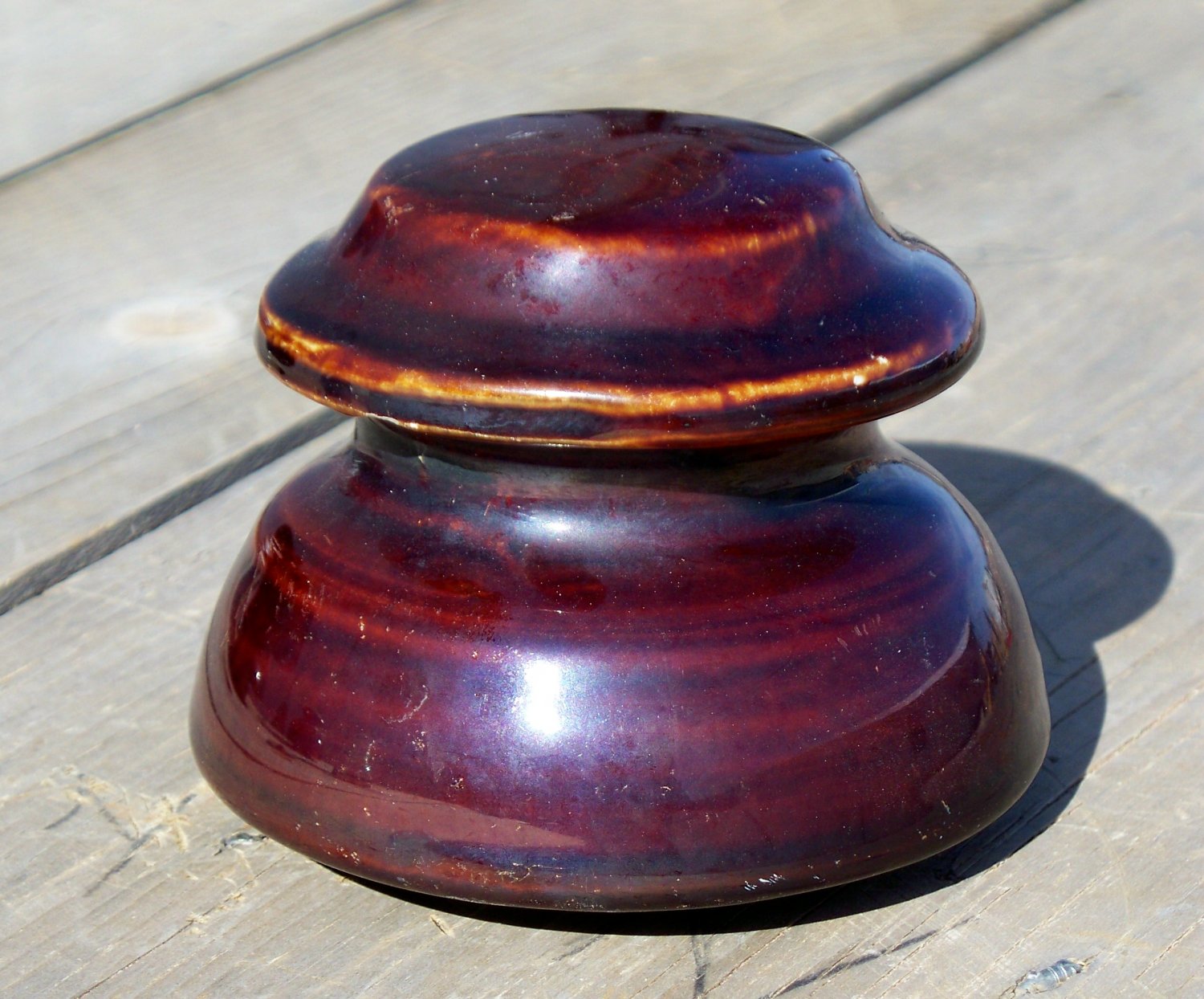Flat Top ceramic brown insulator used unknown manufacture