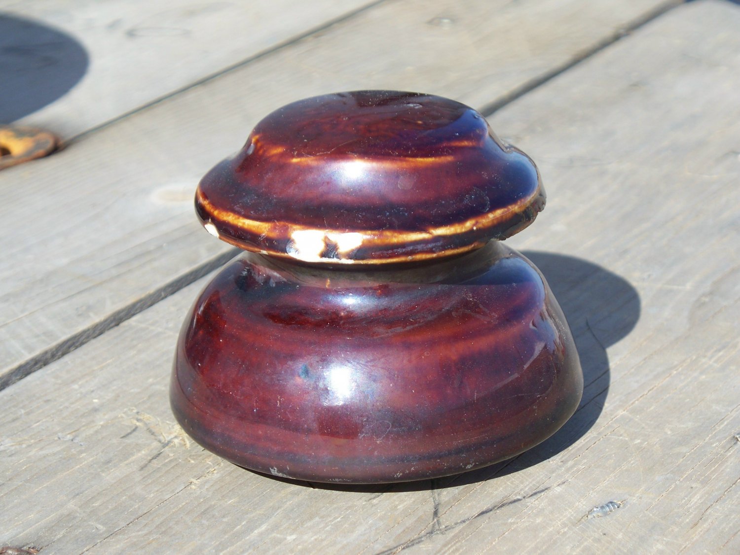 Flat Top ceramic brown insulator used unknown manufacture
