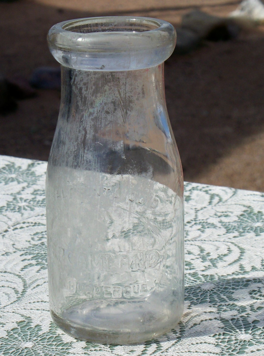 Albuquerque Creamland Half Pint Milk bottle used, clear & empty