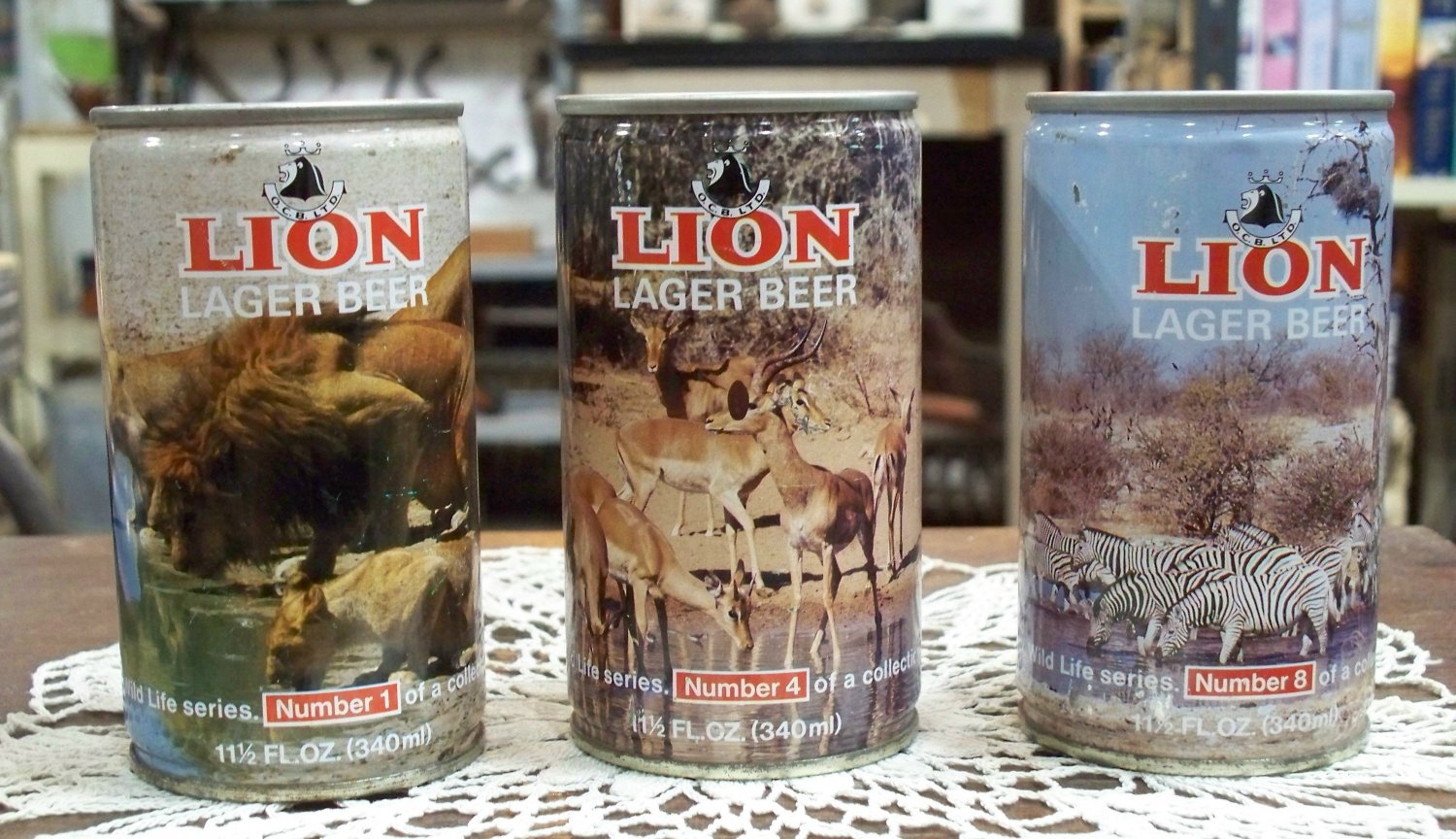 Lion Lager Beer Ohlsson's Cape Breweries empty cans Wild Life Series No ...