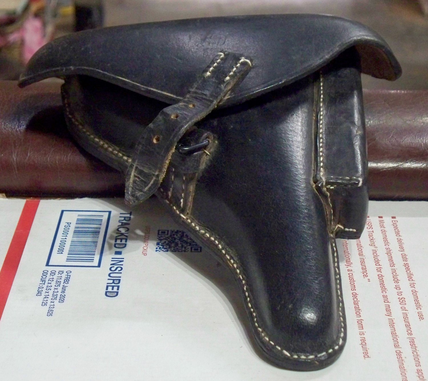 German WWII Luger PO8 black hard shell holster reproduction