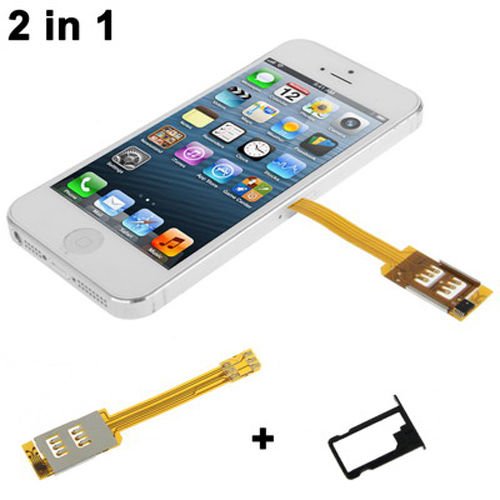 2 in 1 (Dual SIM Card Multi-SIM Card + Tray Holder) for iPhone 5/5S/5C
