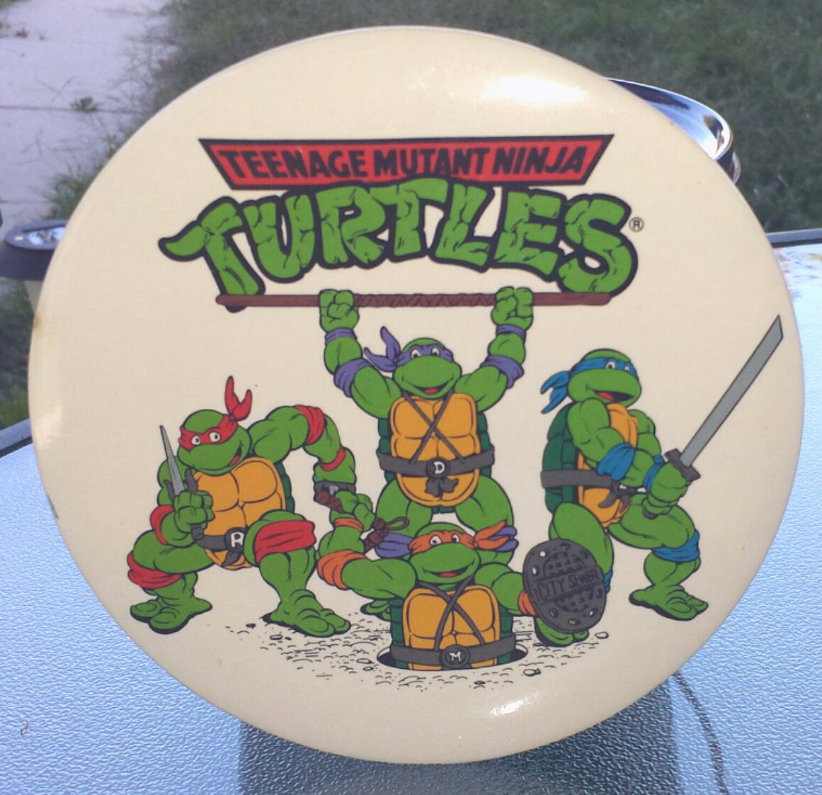 Vintage 80s TEENAGE MUTANT NINJA TURTLES Giant 6" Pinback Button ...
