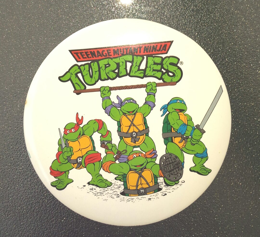 Vintage 80s TEENAGE MUTANT NINJA TURTLES Giant 6" Pinback Button ...