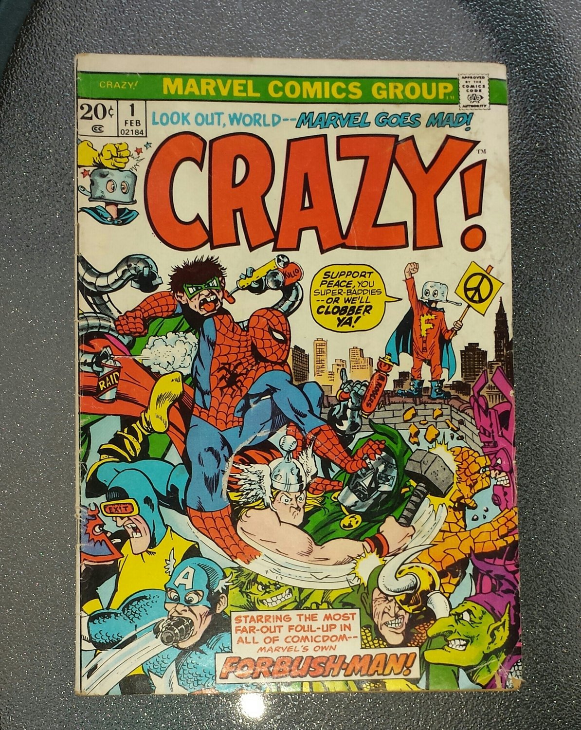 Vintage Marvel Comics CRAZY! VOL 1 NO 1 Feb 1973 Premier Issue FORBUSH ...