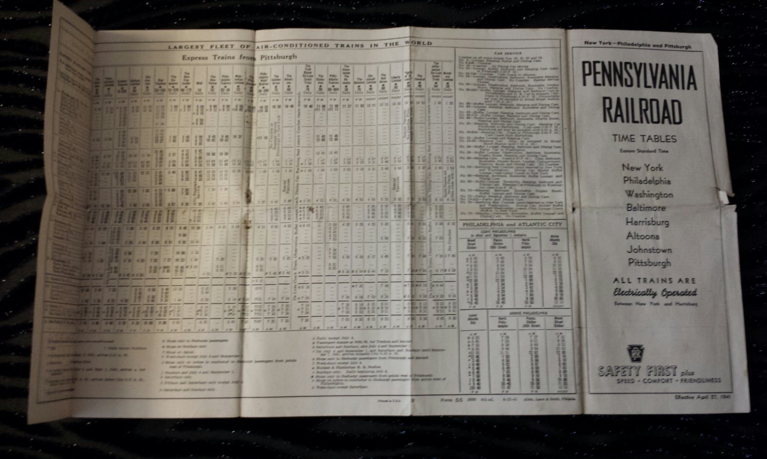 Vintage April 27 1941 Pennsylvania Railroad PRR Passenger Time Table ...
