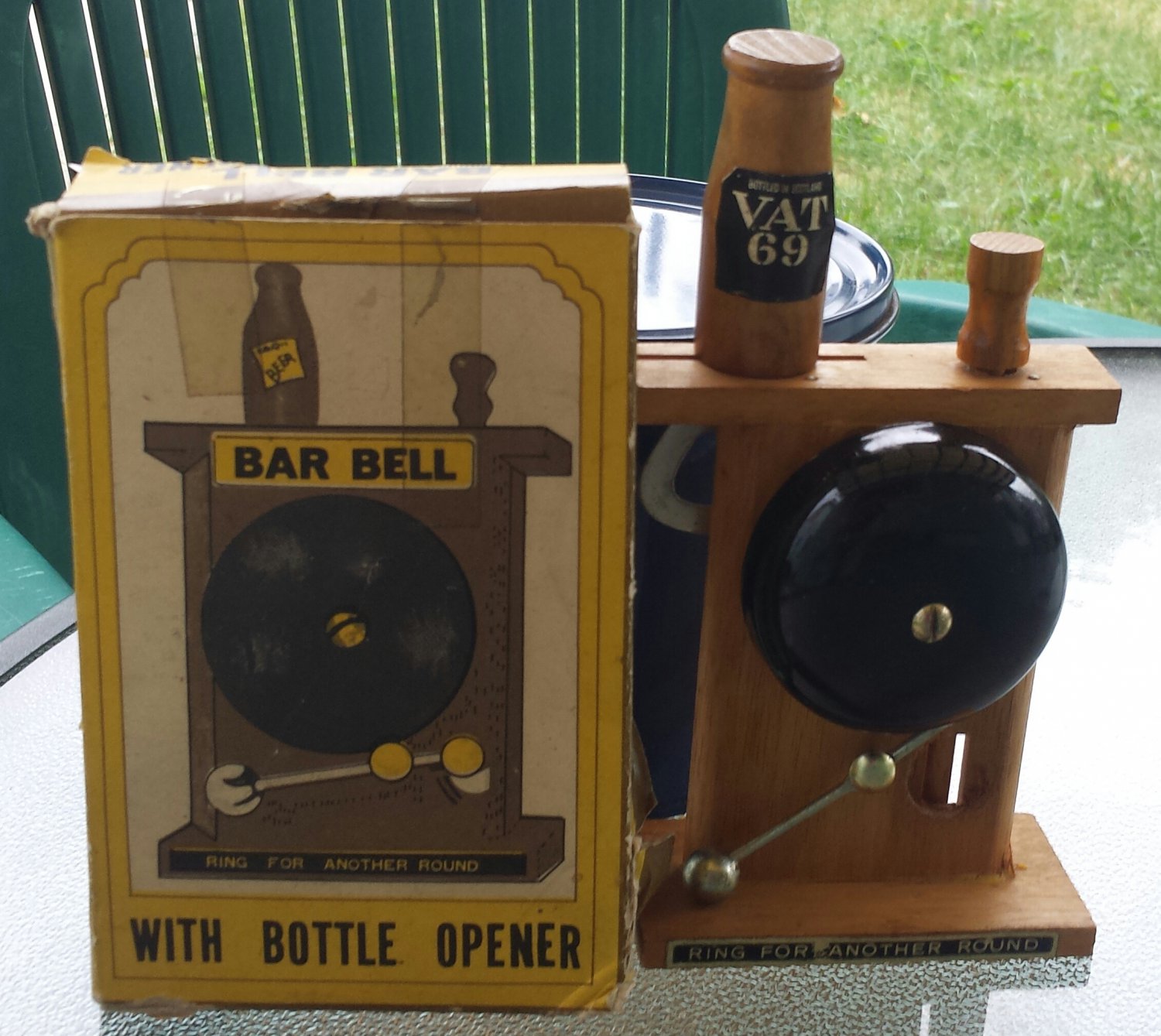 Vintage 70s Bar Bell With Bottle Opener RING FOR ANOTHER ROUND Complete ...