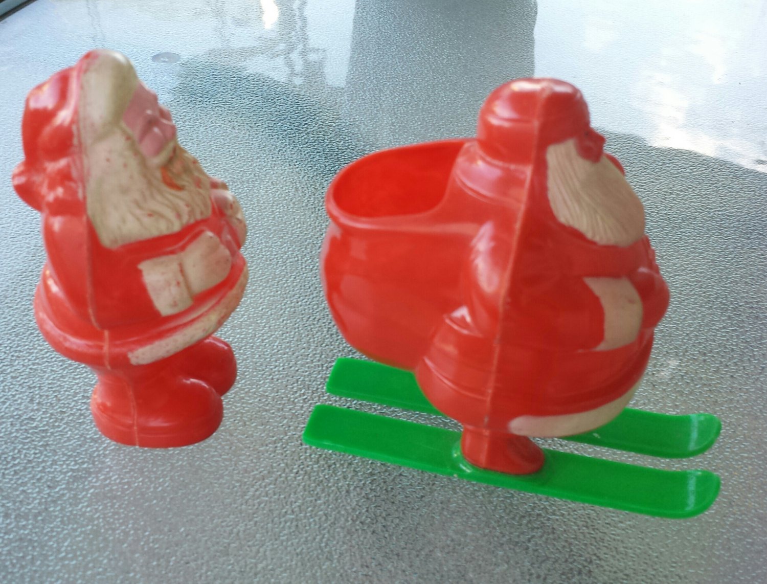 Vintage 50s Plastic Santa Claus on Skis Candy Holder & Santa Figure ... Vintage 50s Plastic Santa Claus on Skis Candy Holder & Santa Figure ...