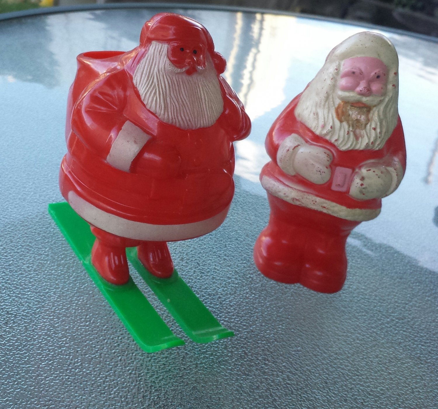 Vintage 50s Plastic Santa Claus on Skis Candy Holder & Santa Figure ... Vintage 50s Plastic Santa Claus on Skis Candy Holder & Santa Figure ...
