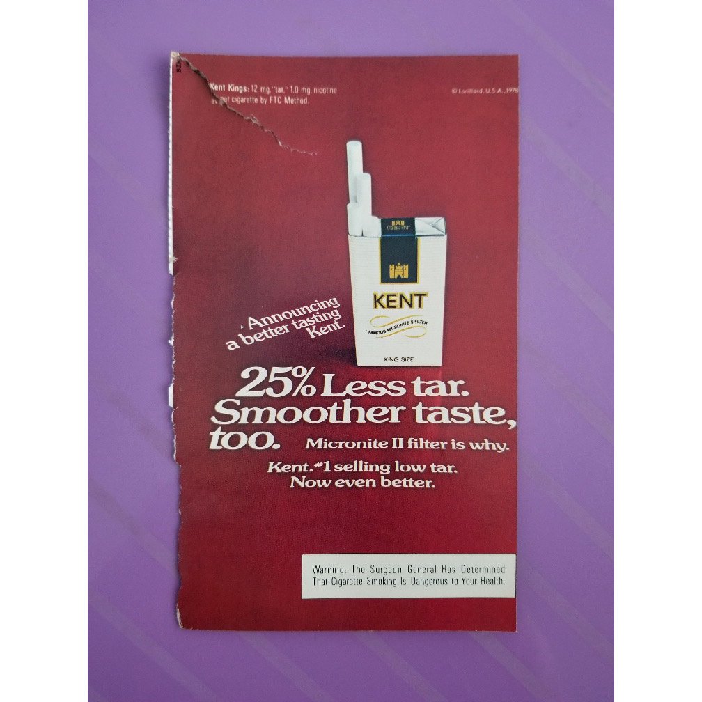 RARE Vintage 1970s 2 Cigarette Ads Advertisements Newport Kent