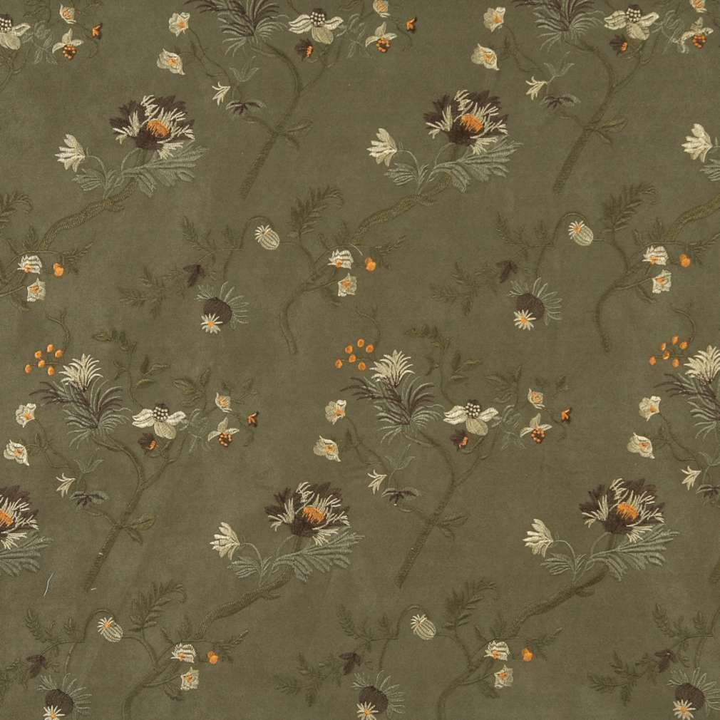 Green Ivory Orange Brown Suede Upholstery Fabric By The Yard ...