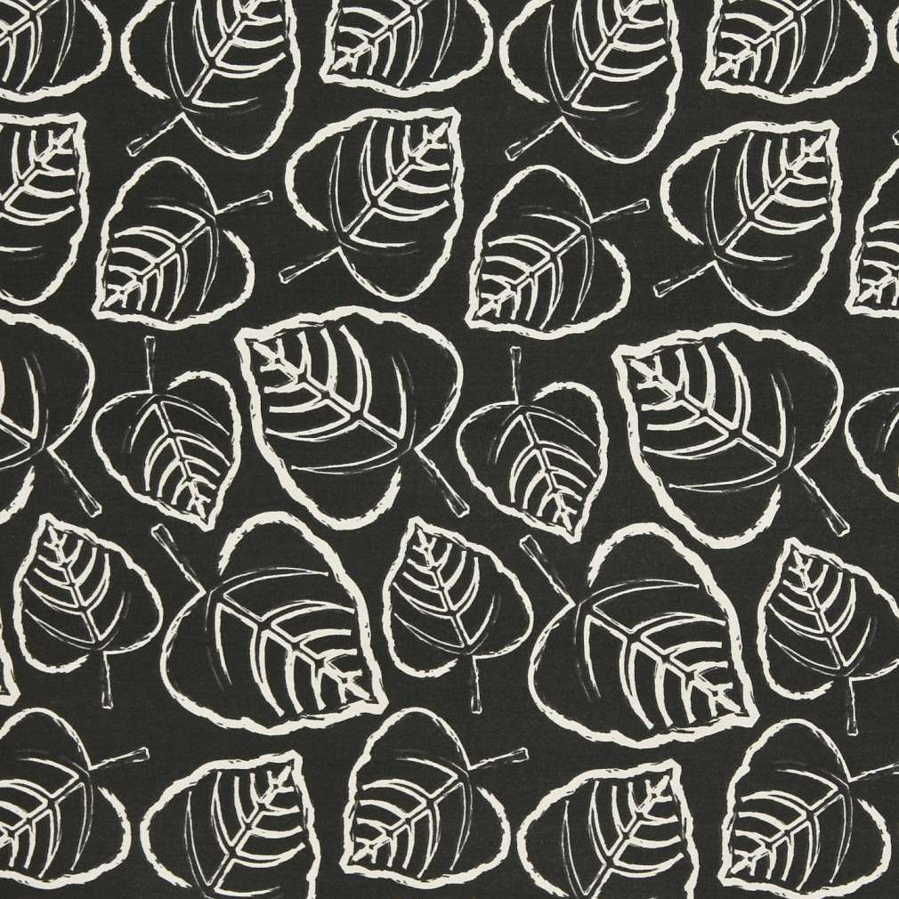 54"" D651 Black, Leafy Scotchgarded Outdoor Indoor Marine Fabric By The ...