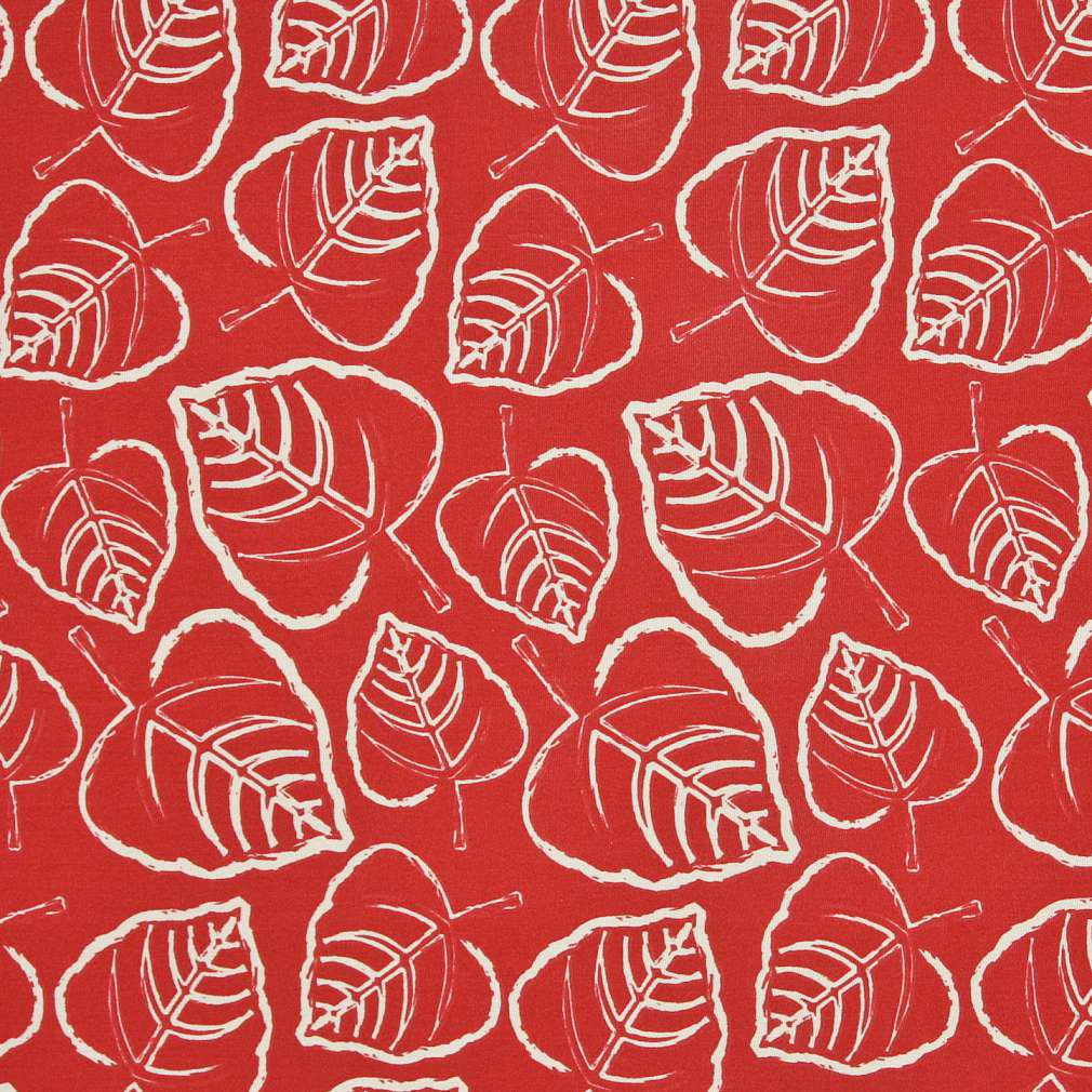 54"" D652 Red, Leafy Scotchgarded Outdoor Indoor Marine Fabric By The Yard