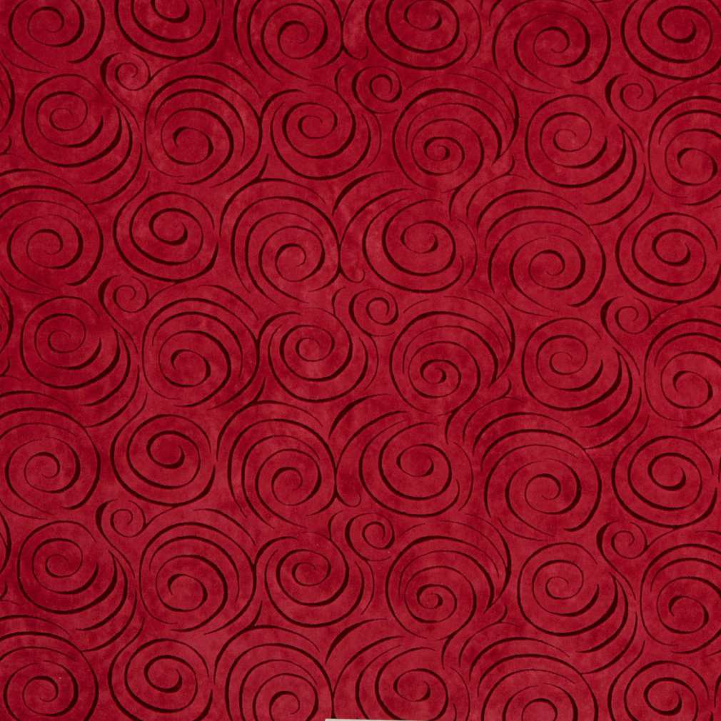 54"" D834 Red, Abstract Swirl Microfiber Upholstery Fabric By The Yard