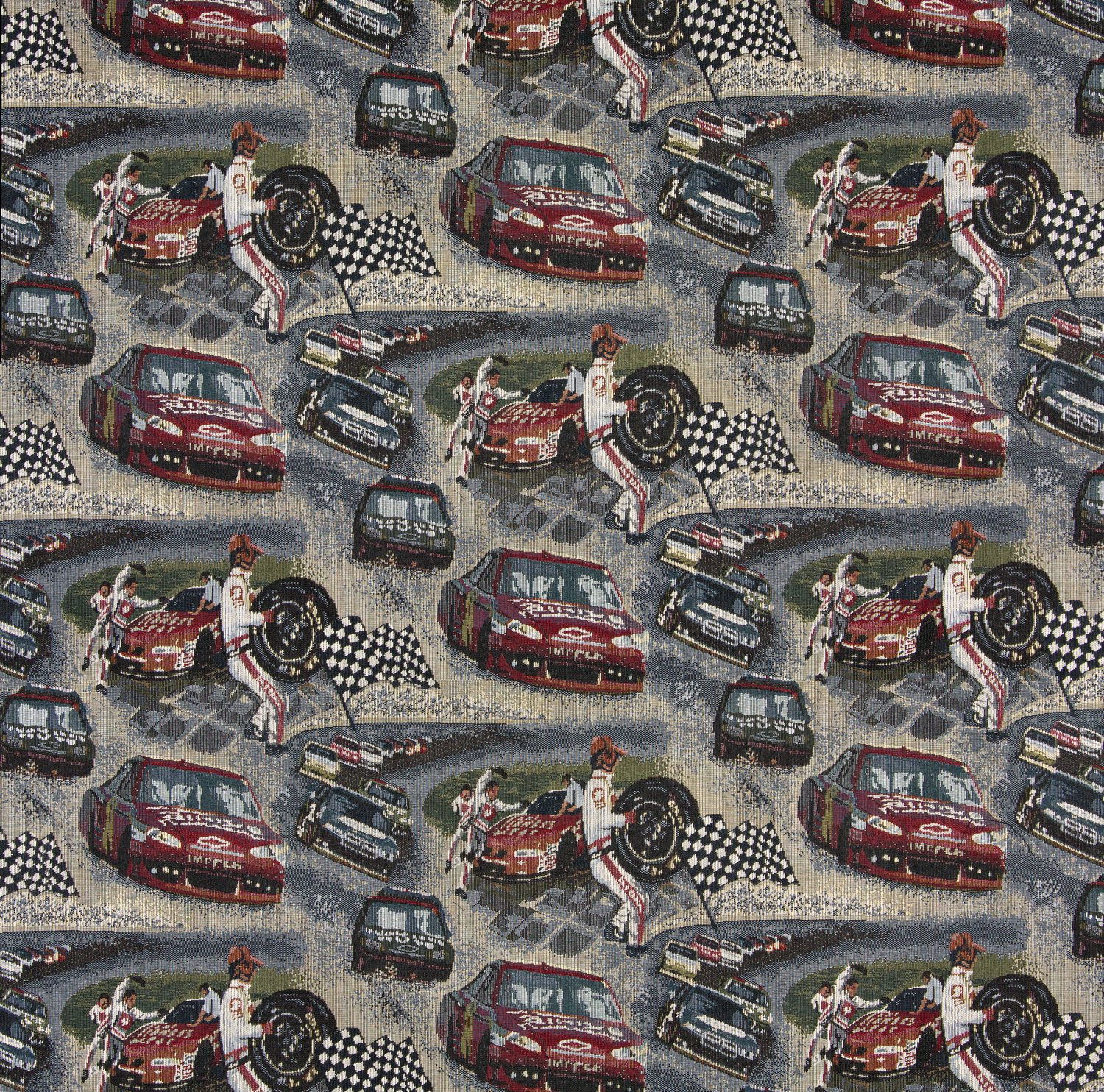 A012 Racing Cars Pit Crew Finish Checkered Flag Race Track Tapestry ...