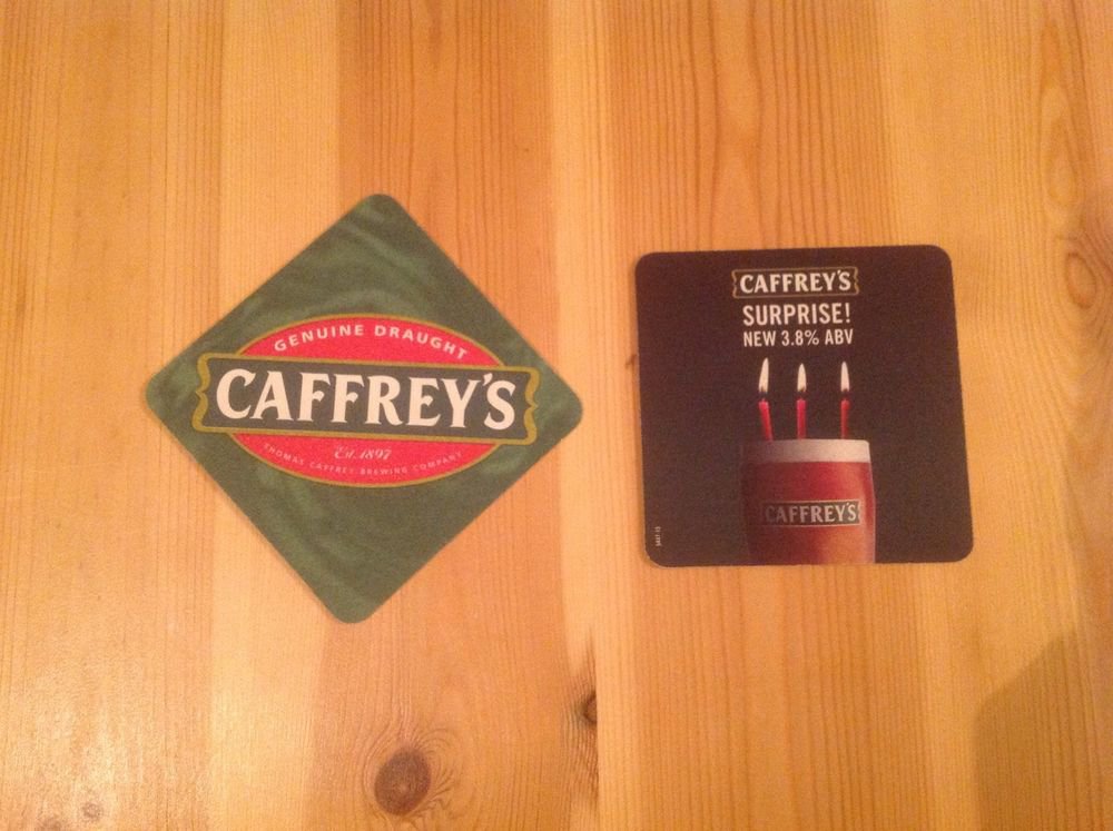 2 Caffreys beermats collector rare bar pub ale bitter draught