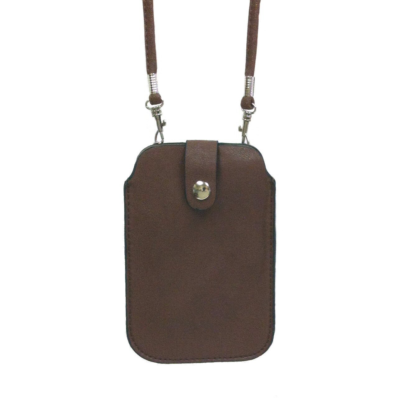 Leather Neck Pouch for Phone (Style 2) - Brown