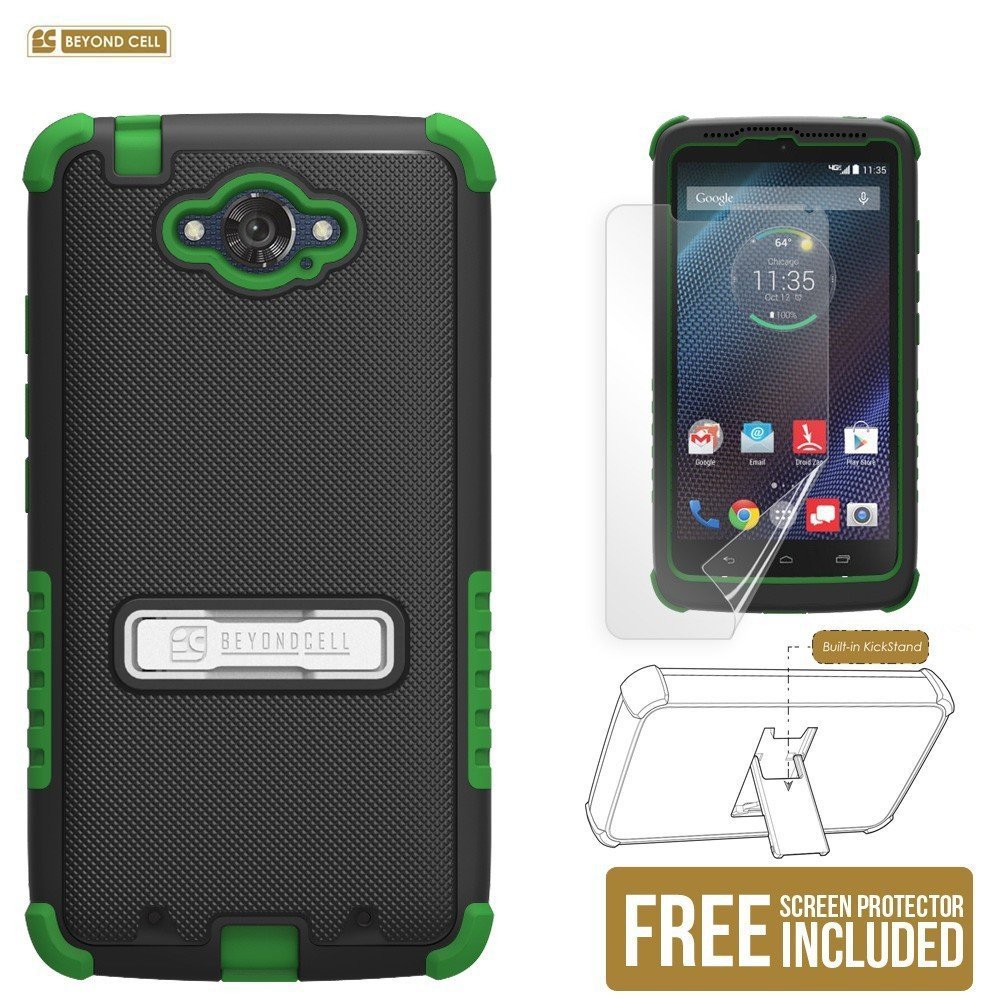 Beyond Cell Tri Shield Phone Armor Case Black/Dark Green, for Motorola ...