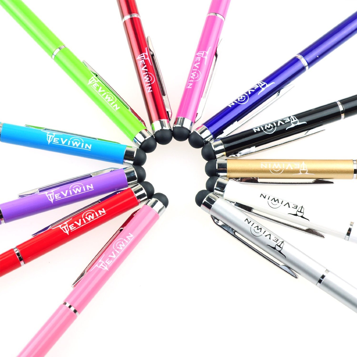 Teviwin 12 Pcs-2 in 1 Slim Capacitive Stylus Pen for iPhone 4/4S 5/5S ...