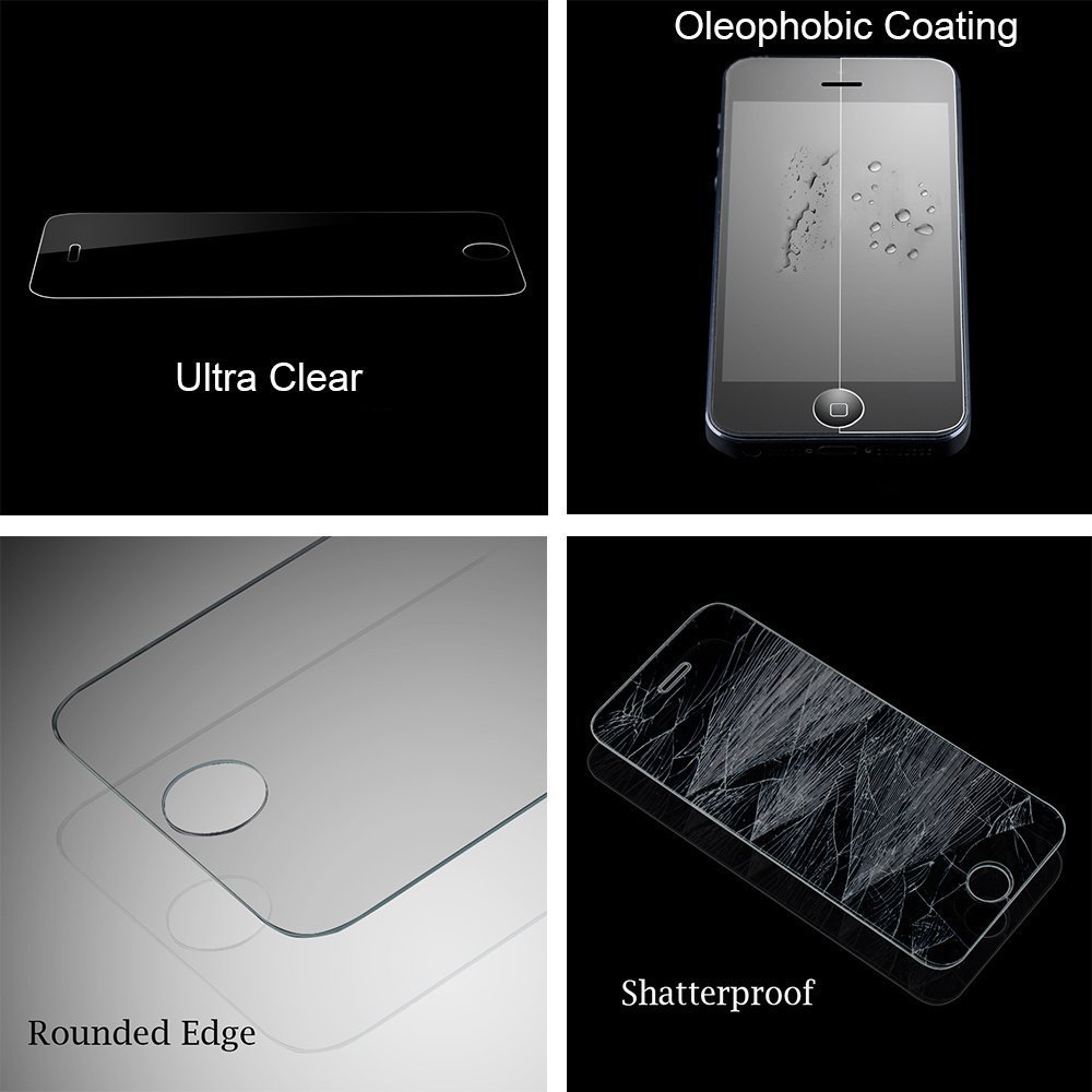 iPhone 5/5S Pink Aluminum Case + Glass Screen Protector Bundle: Amplim-Pink