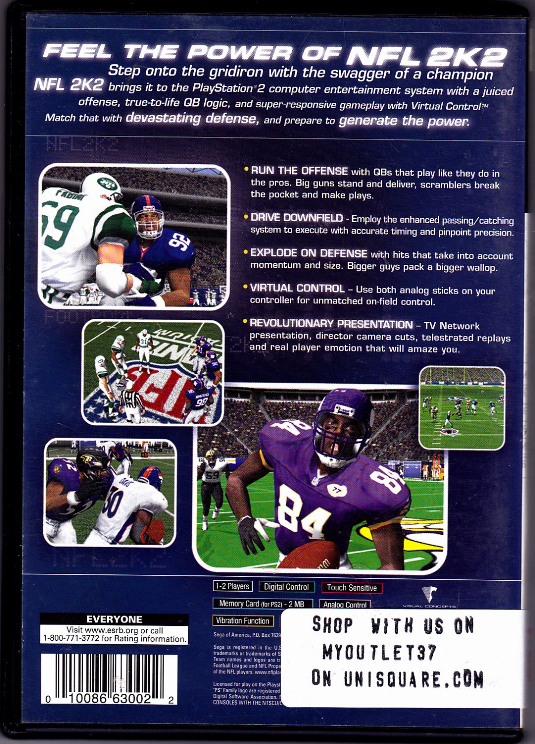 NFL 2K2 - Playstation 2 Video Game - COMPLETE - Very Good