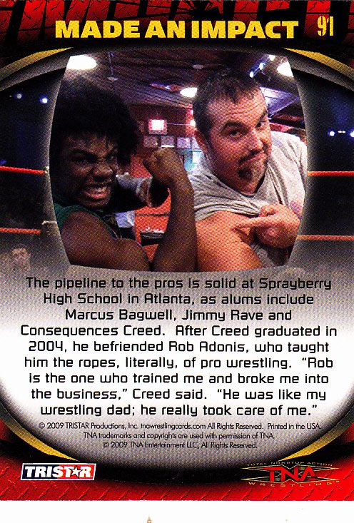 Consequences Creed #91 - TNA 2009 TriStar Wrestling Trading Card