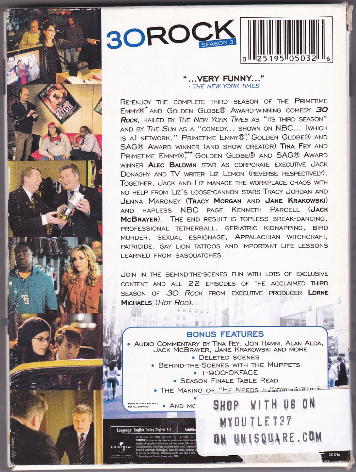 30 Rock - Complete 3rd Season DVD 2009, 3-Disc Set - Very Good