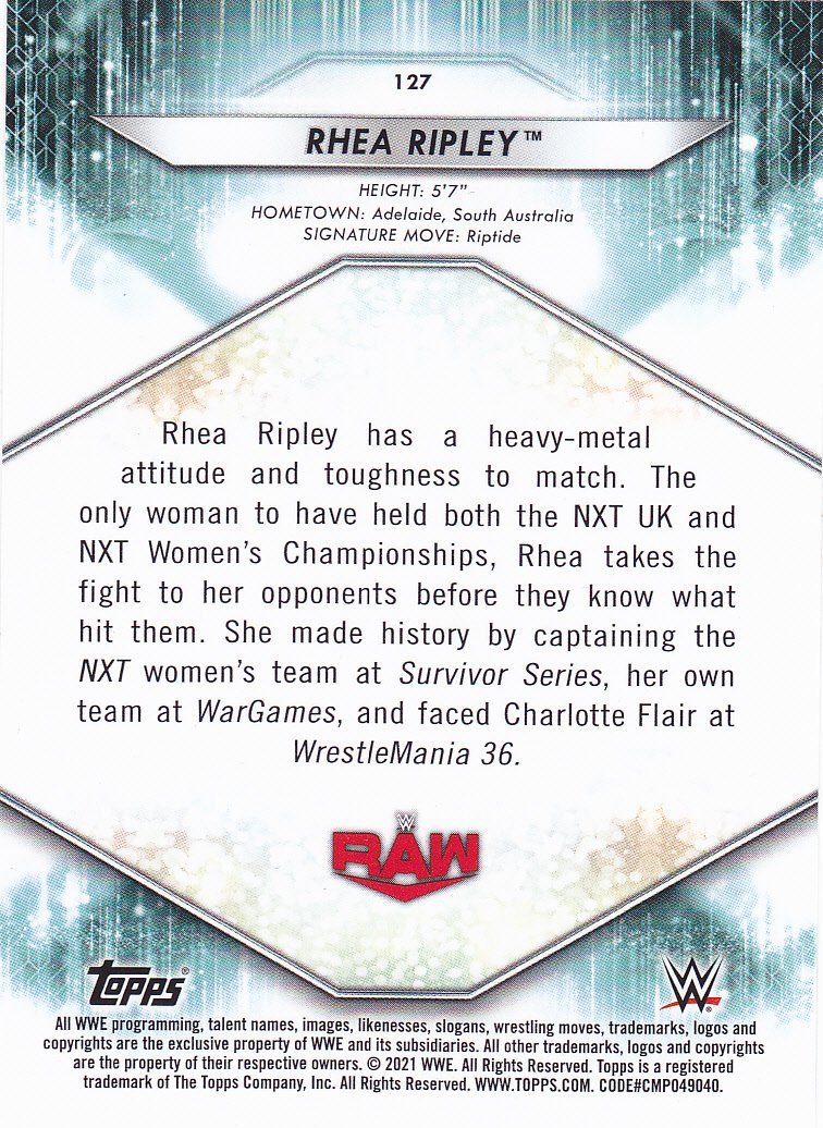 Rhea Ripley #127 - WWE Topps 2021 Wrestling Trading Card
