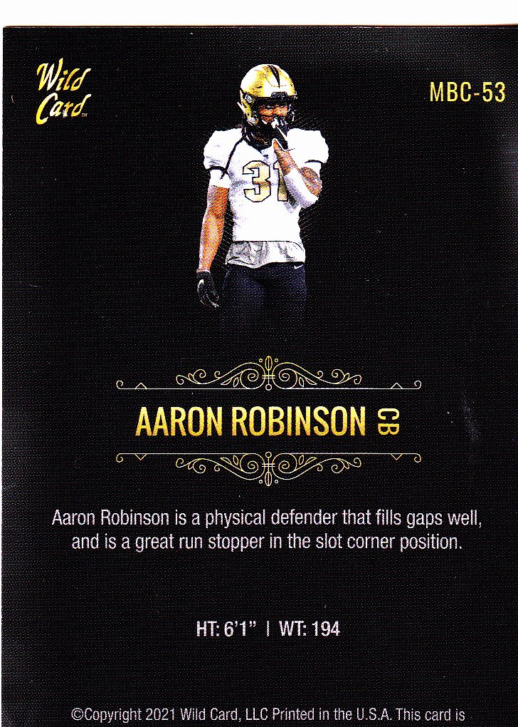 Aaron Robinson #MBC-53 - Giants 2021 Wild Card Rookie Football Trading Card