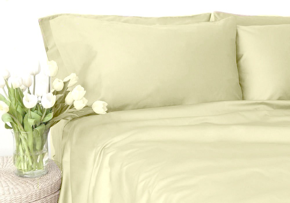 500TC IVORY SOLID QUEEN SHEET SET – 100% EGYPTIAN COTTON