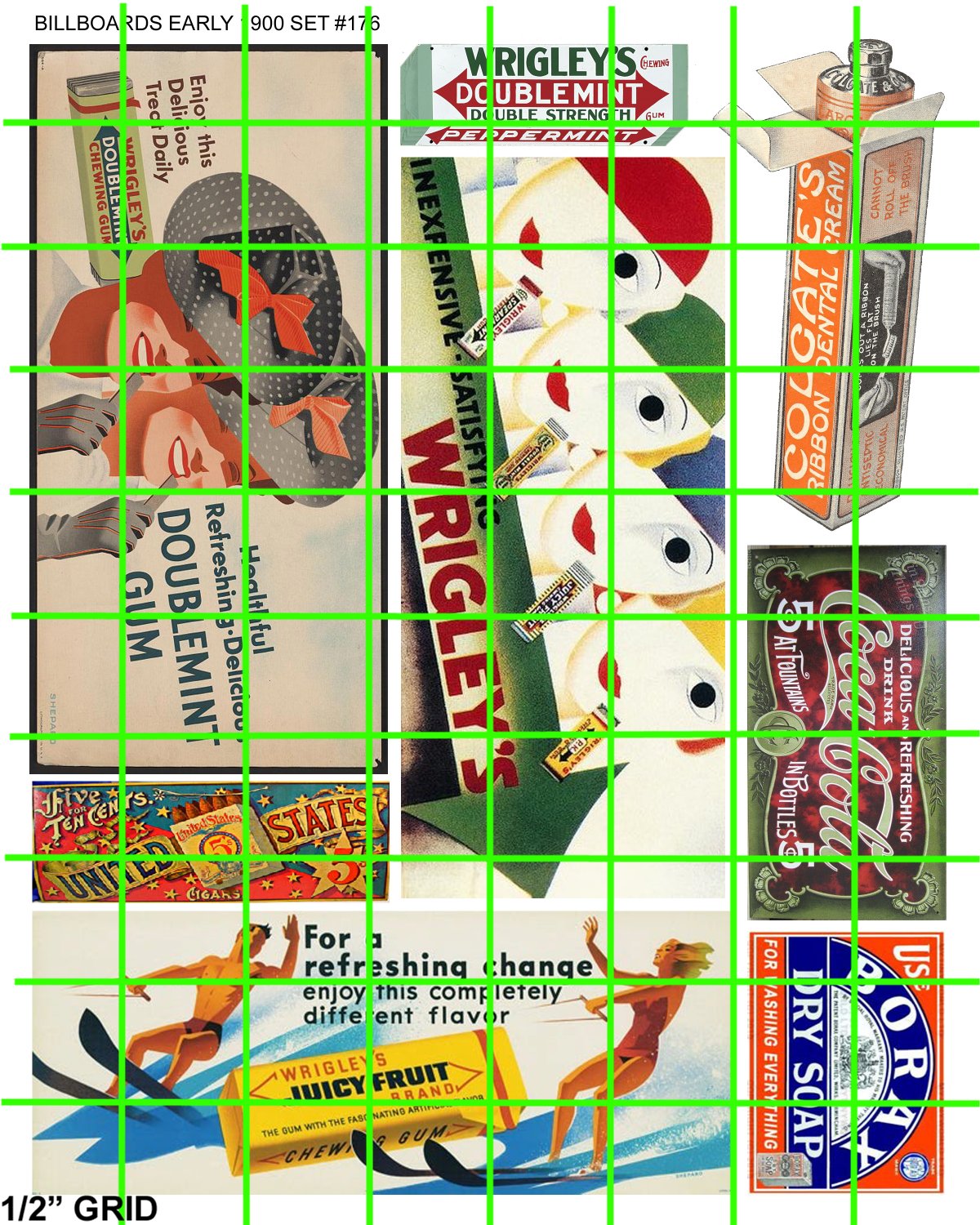 5047 - 1900's to 1940's Steam Era asst'd signs & ads WRIGLEY'S ...