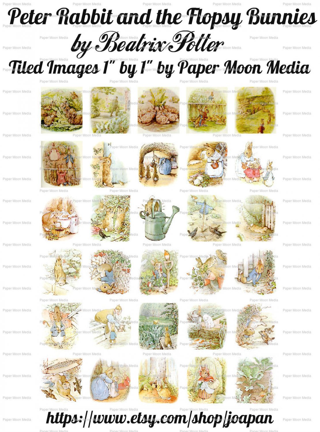 Peter Rabbit and Flopsy Bunnies Printed Collage Sheet, Professionally ...