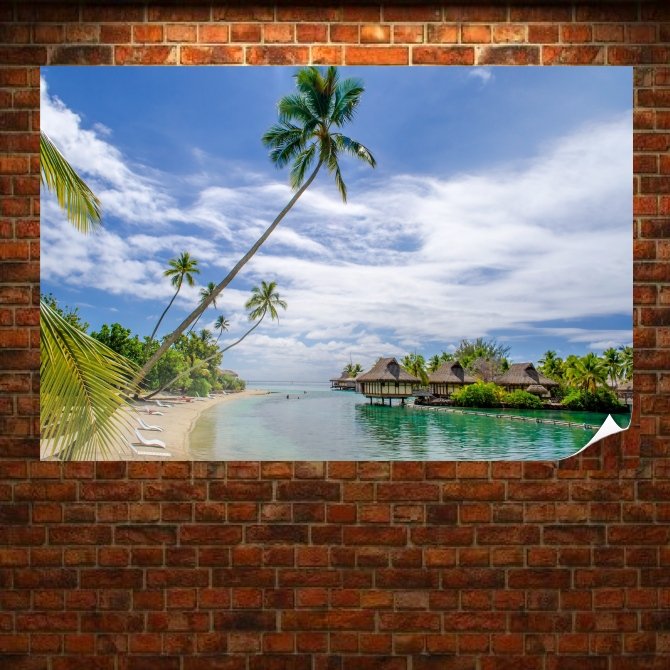 Exotic Beach And Accommodation Poster 36x24 inch