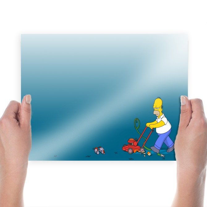 Homer Simpson With A Lawn Mower Poster 24x18 inch