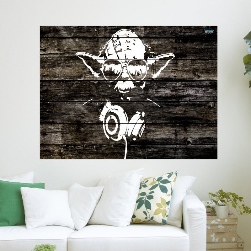 Yoda Wood Graffiti Poster 24x18 inch