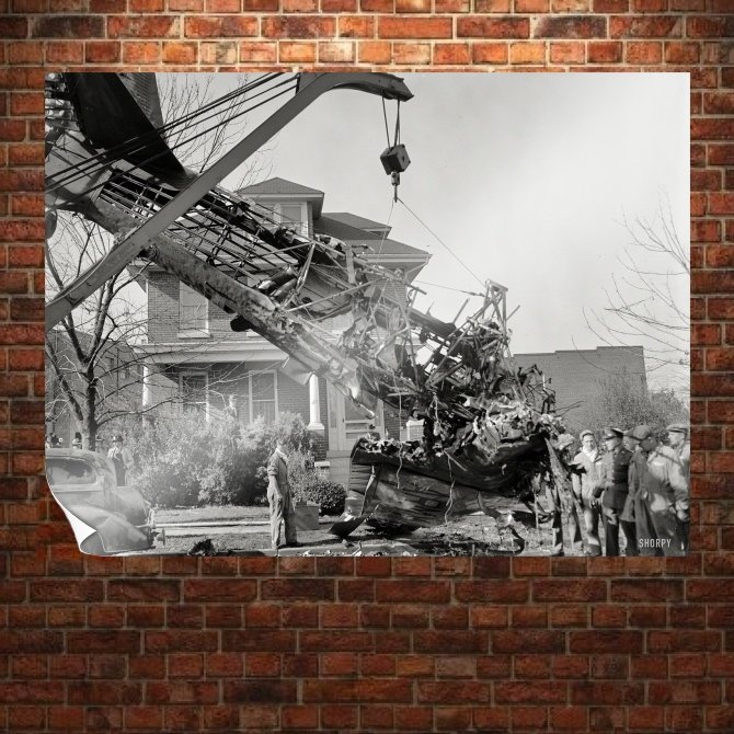 Airplane Plane Crash Accident Retro Vintege Poster 32x24 inch