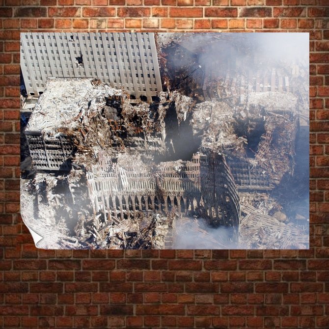 9 11 Rubble Debris Retro Vintege Poster 32x24 inch