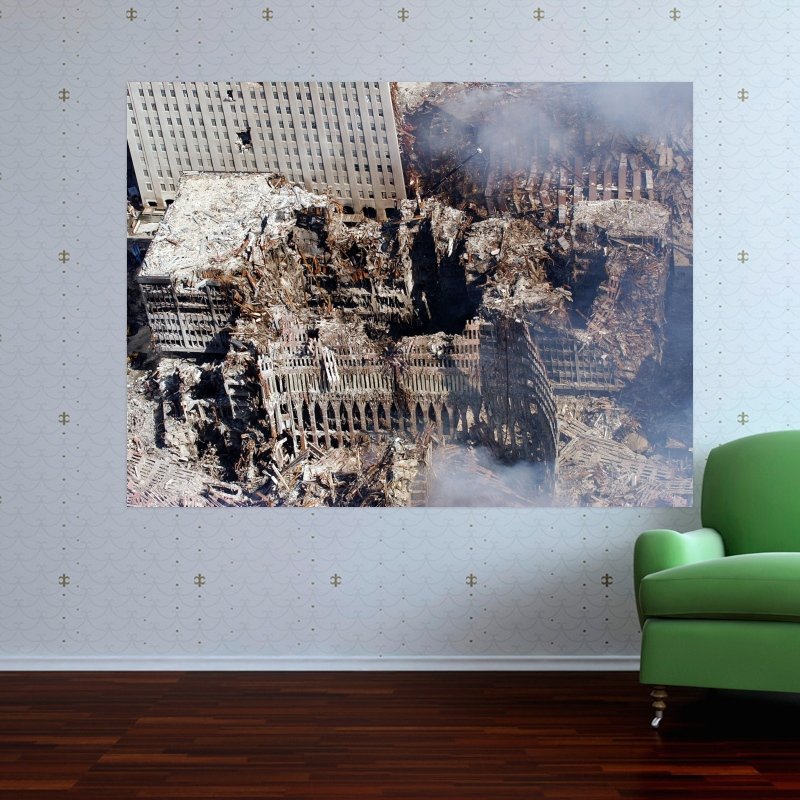 9 11 Rubble Debris Retro Vintege Poster 32x24 inch