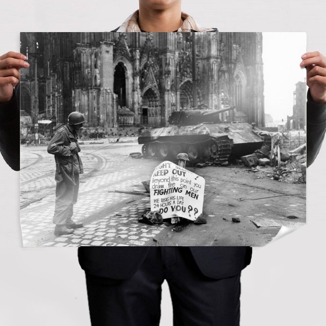 Wwii World War Soldier Sign Tank Retro Vintege Poster 32x24 inch