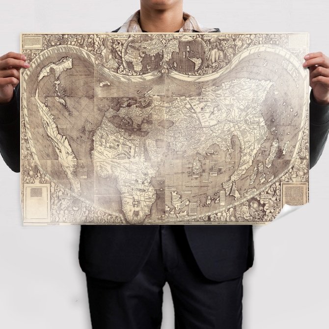 Map Atlas Retro Vintege Poster 36x24 inch
