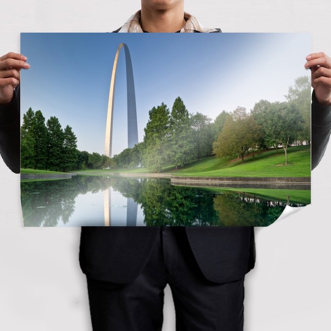 Gateway Arch Arch Pond Reflection Poster 36x24 inch